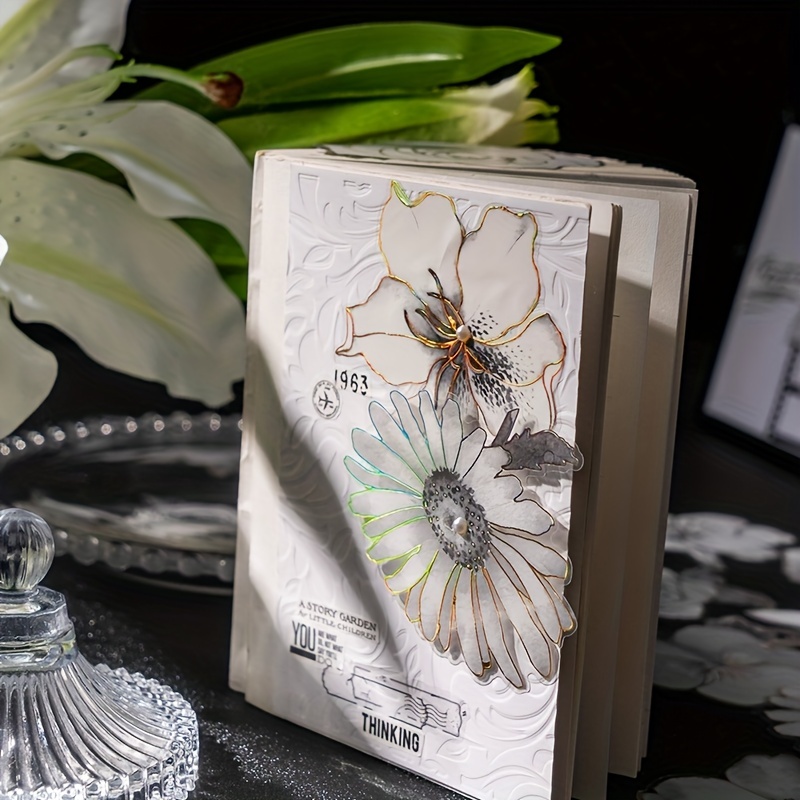 White Flower Stickers Diy Collage Cards Decorating Notebooks - Temu