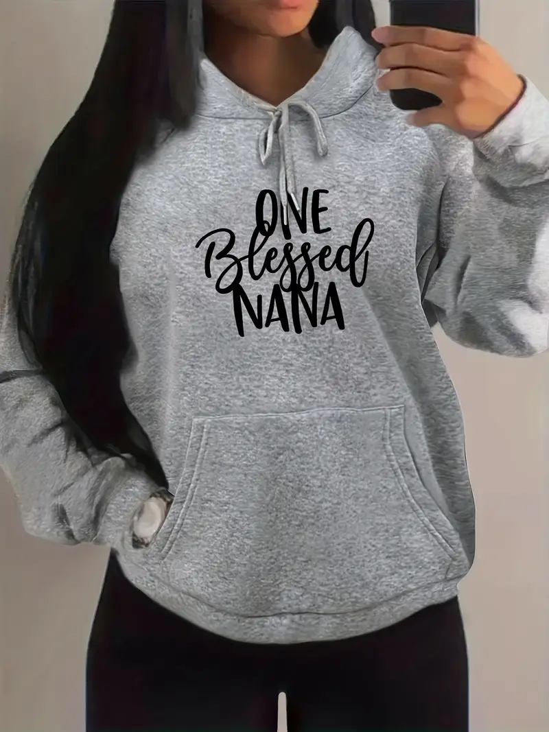 Letter Print Drawstring Hoodie Casual Long Sleeve Kangaroo Temu New