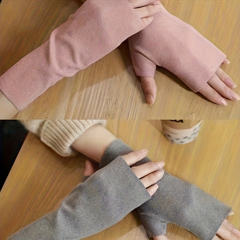 Padded Double sided German Fleece Half finger Gloves Autumn - Temu United