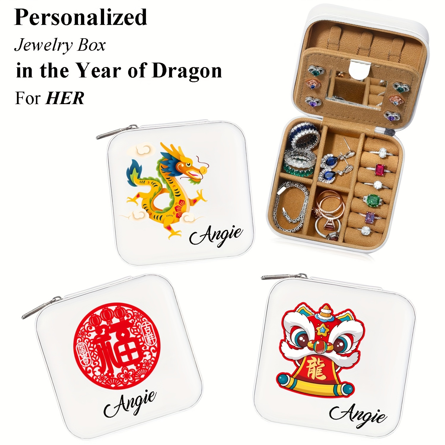 Chinese New Year Jewelry Box Custom Customized Pu Leather - Temu Canada