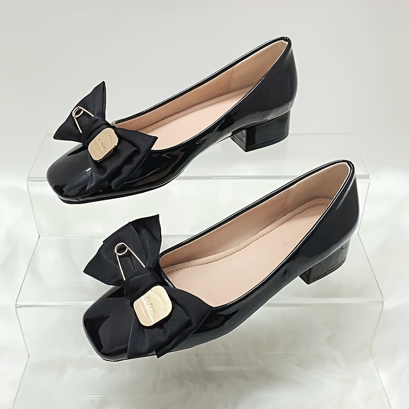 Damen pumps Schleifendekor Klobige Absätze Elegante Pumps - Temu ...