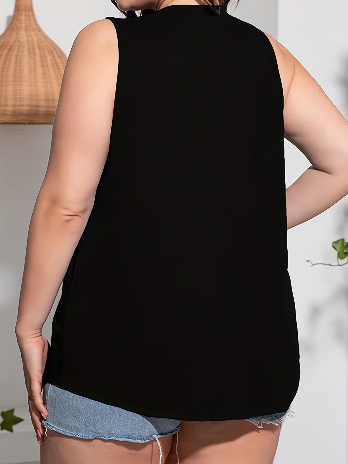 Plus Size Casual Tank Top, Women's Plus Flag Heart Print Round Neck ...