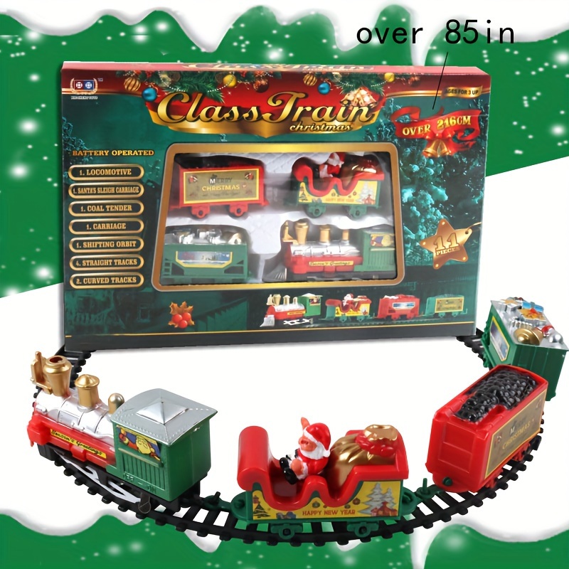 Christmas Retro Electric Small Train Track Toys 4 carriage - Temu Australia