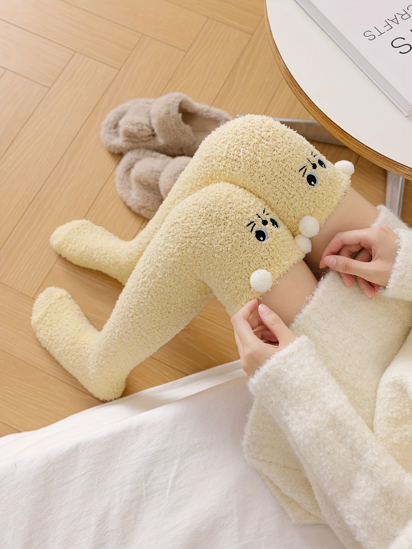 Cartoon Fuzzy Thigh High Socks Cute Warm Knee Socks Women's - Temu