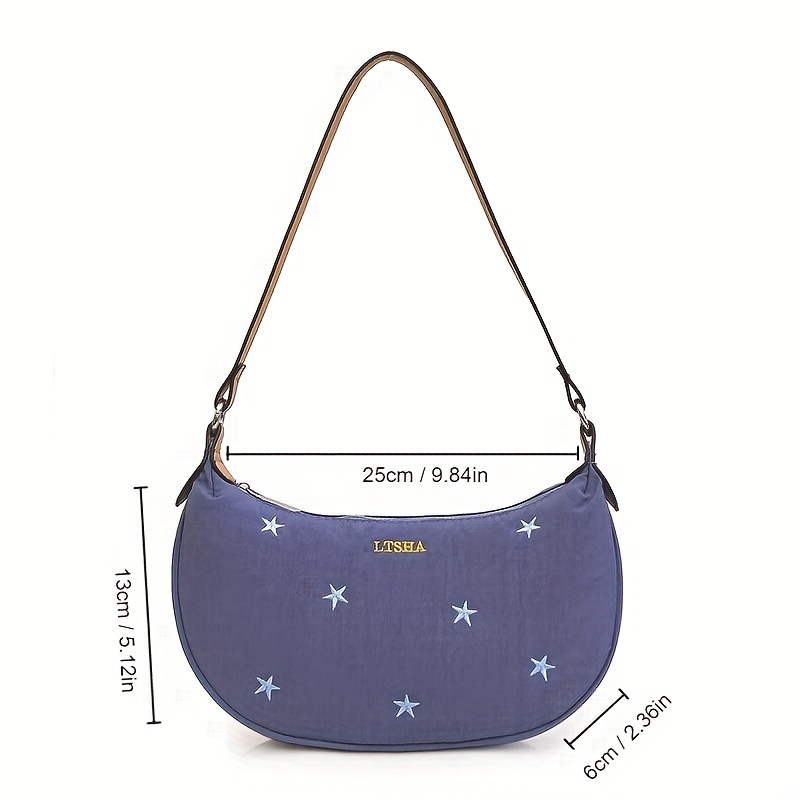 Trendy Star Pattern Baguette Bag Zipper Underarm Bag - Temu United Kingdom