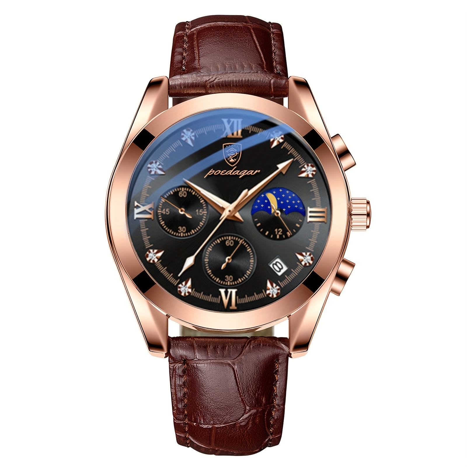 luminous quartz watches for men casual pu leather mens watches for ...