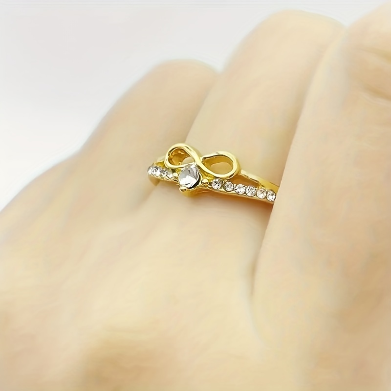 Cute Ring Infinity Design Inlaid Shining Zircon Silver - Temu Norway