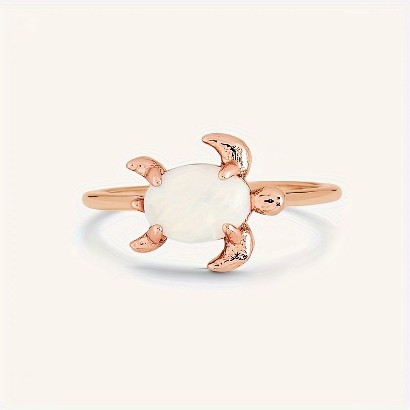 Personality Round Shape Sparkle Zircon Turtle Ring Party - Temu United ...