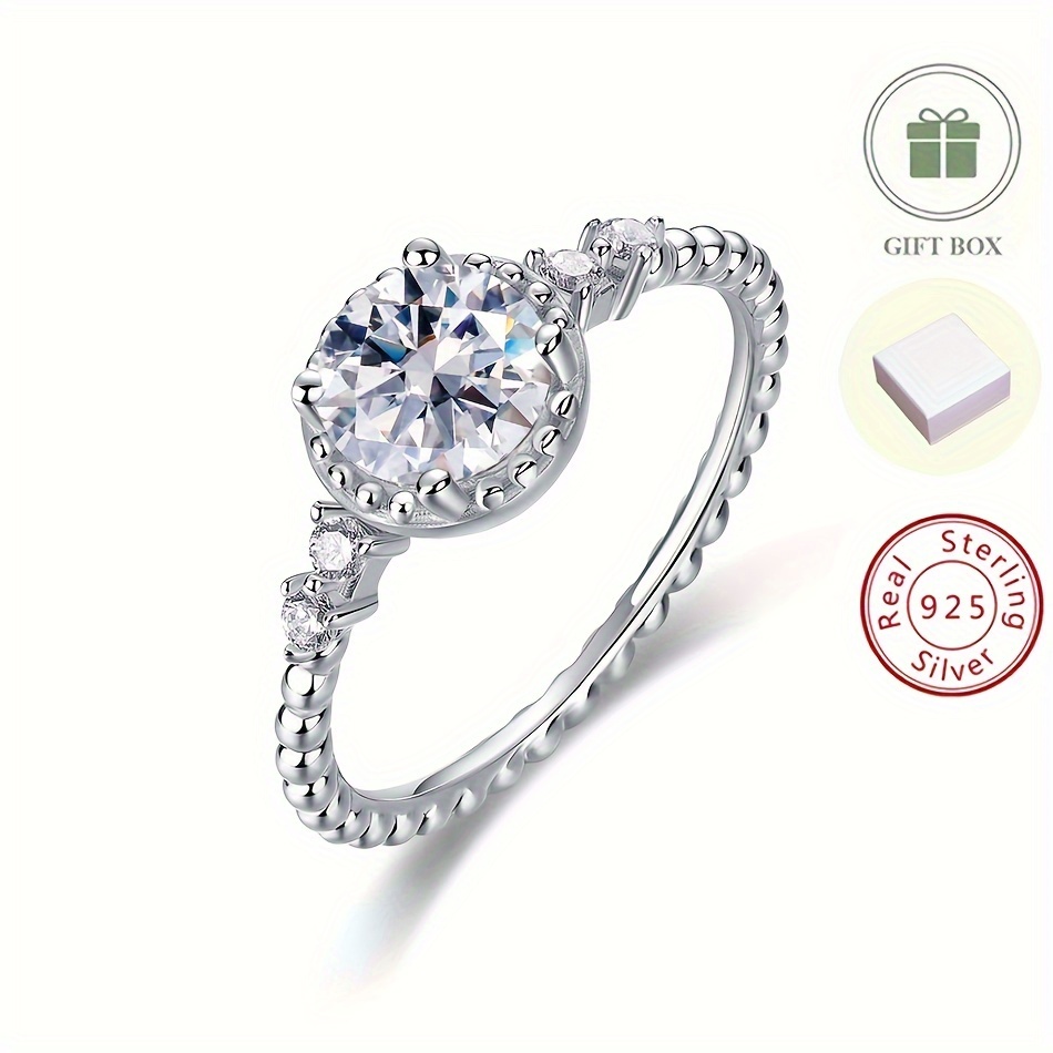 925 Sterling Silver Moissanite Wedding Ring Elegant 925 - Temu United Kingdom