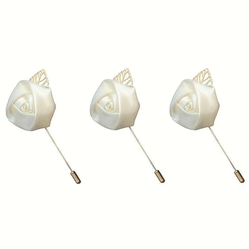 Golden Leaf Satin Rose Men Lapel Buttons Pins Brooch Groom - Temu Ireland