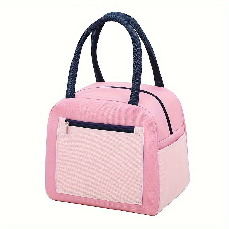 Trendy Contrast Color Insulated Lunch Bag Portable Meal - Temu United ...
