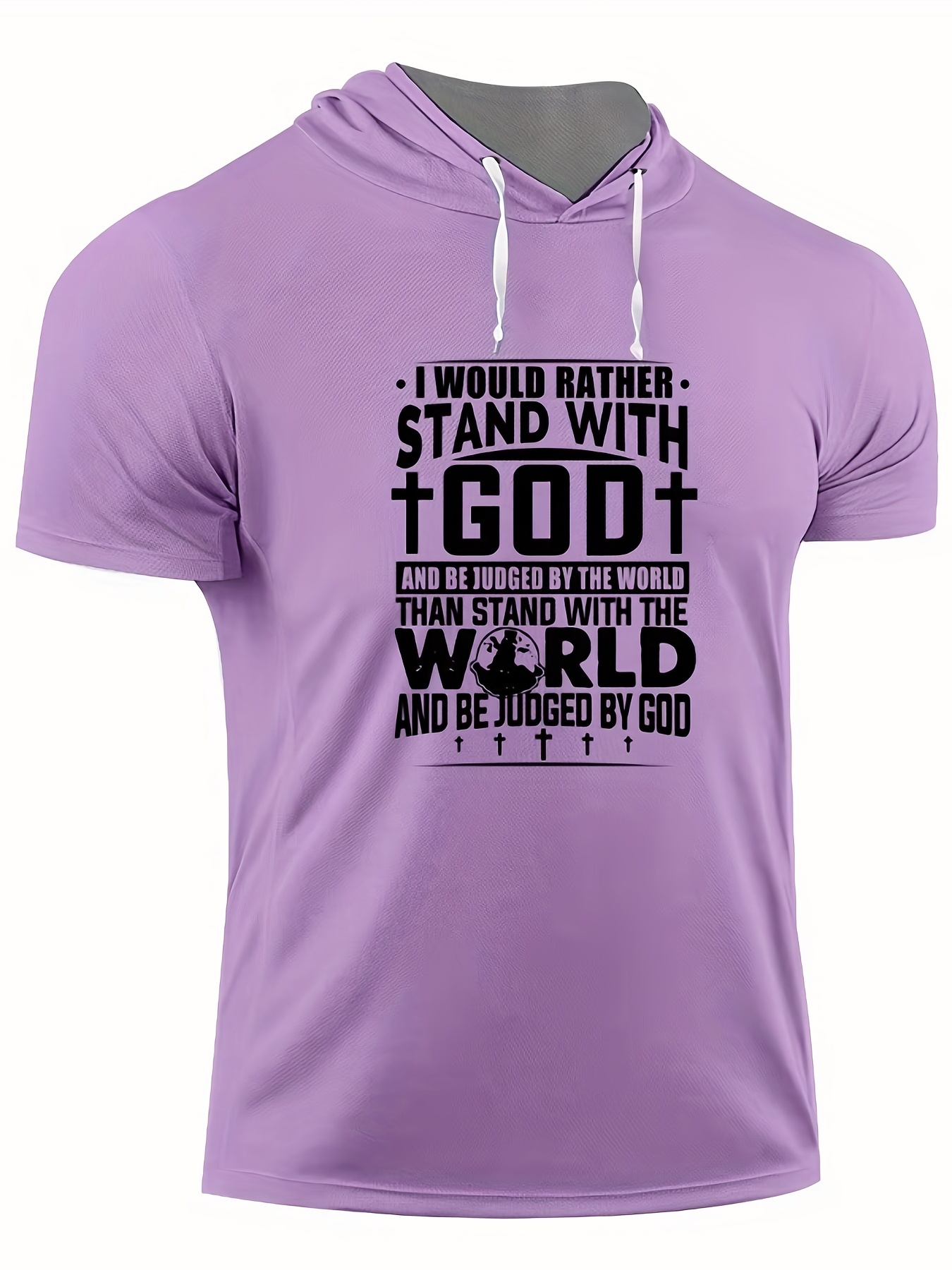 Stand God Letter Pattern Print Men's Comfy Drawstring Hooded - Temu Ireland