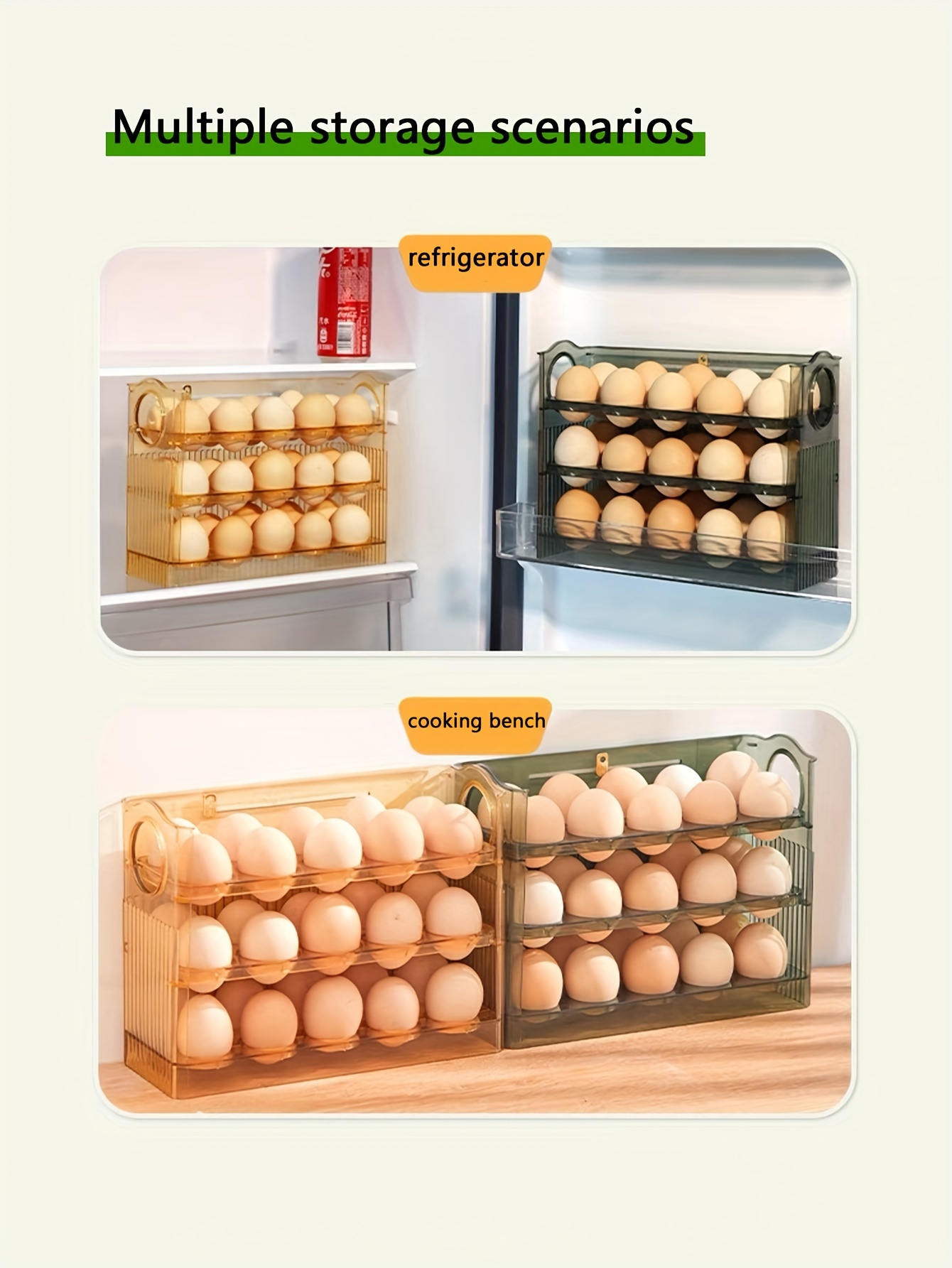 Storage Rack Automatic Flip Egg Storage Box 3 Layer Large Temu