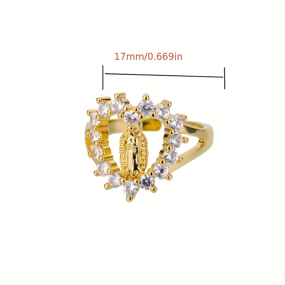 Golden Copper Zirconia Love Heart Open Ring Men Daily Wear - Temu ...