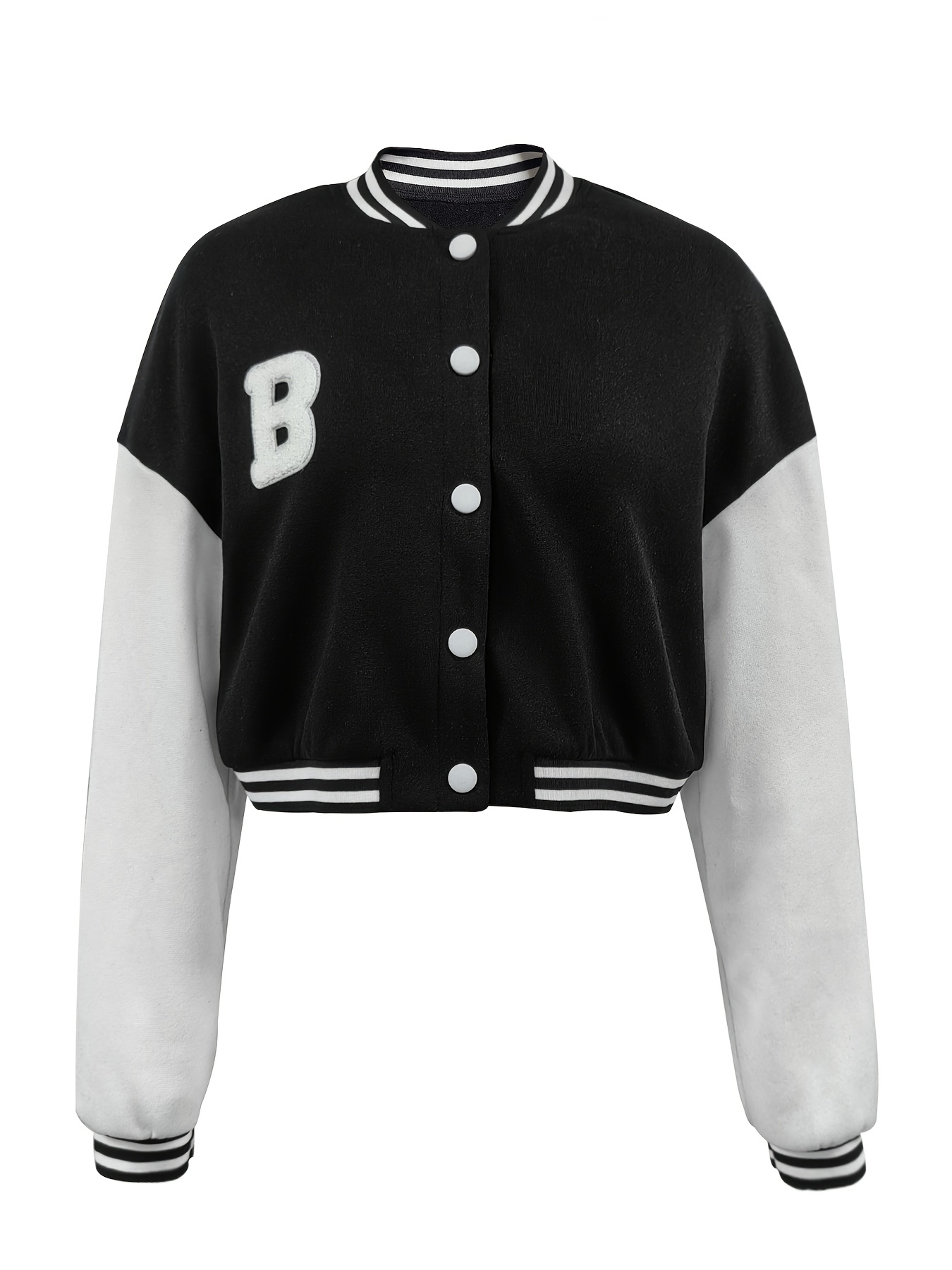 chic color block letter print v neck jacket women casual - Temu Australia