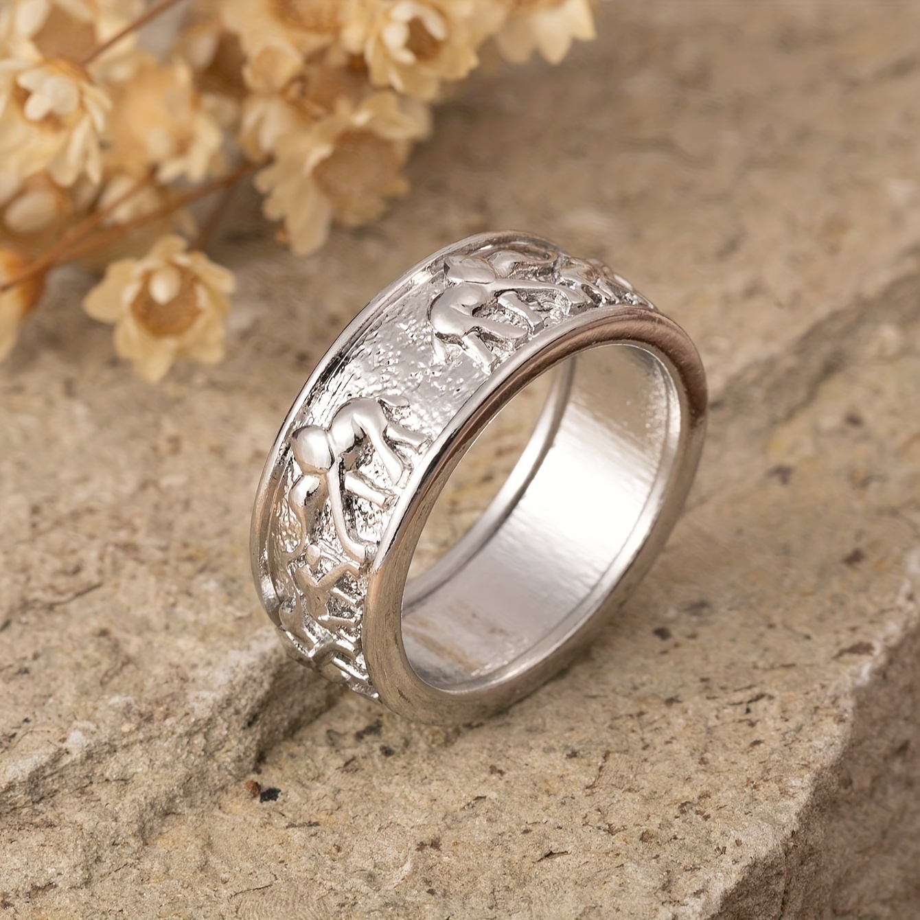 Minimalist Style Band Ring Silver Plated Dainty Elephant - Temu United ...