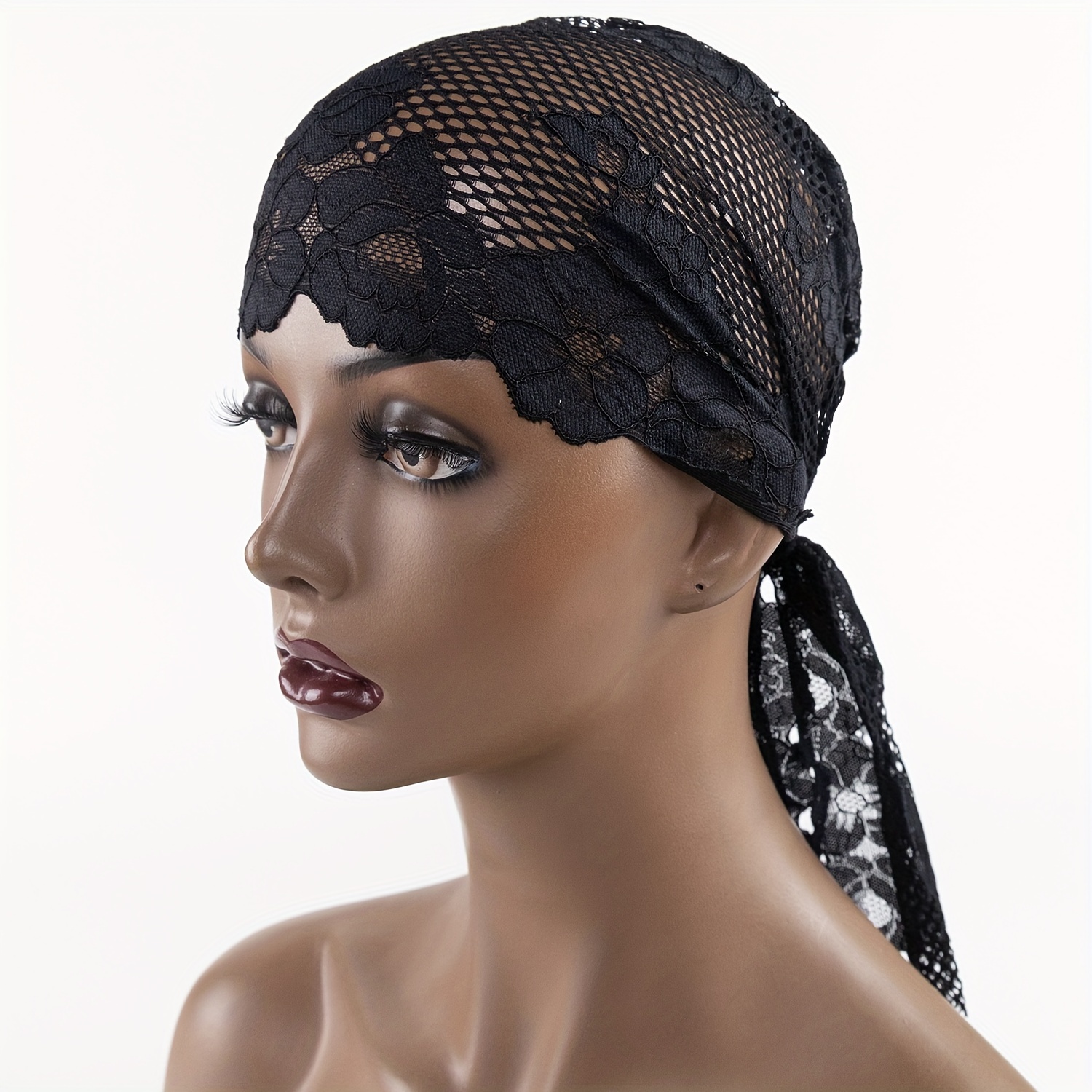 Lace Breathable Mesh Turban Inner Cap Black Casual - Temu