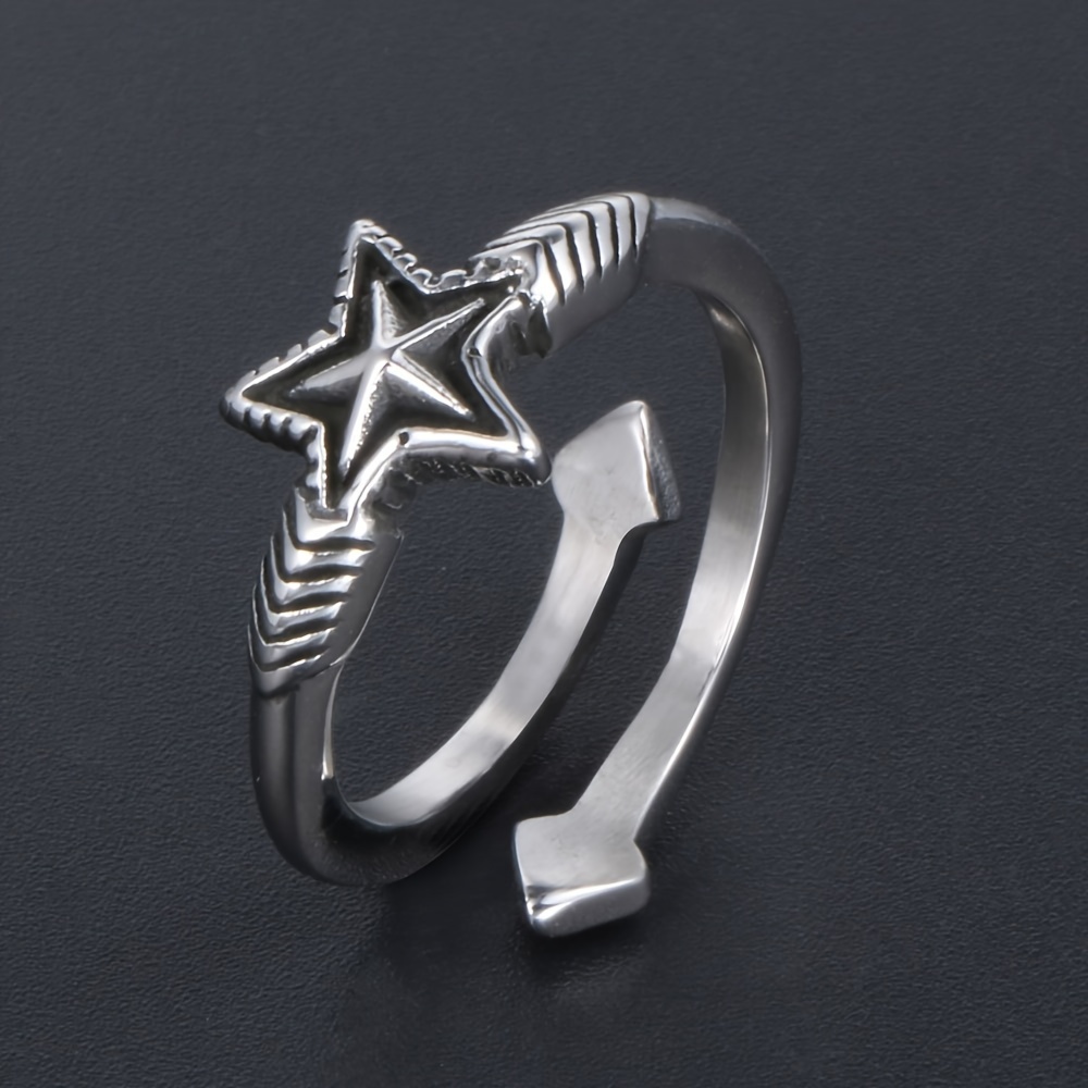Star Ring Series Personality Trendy Stainless Steel Ring - Temu United Kingdom