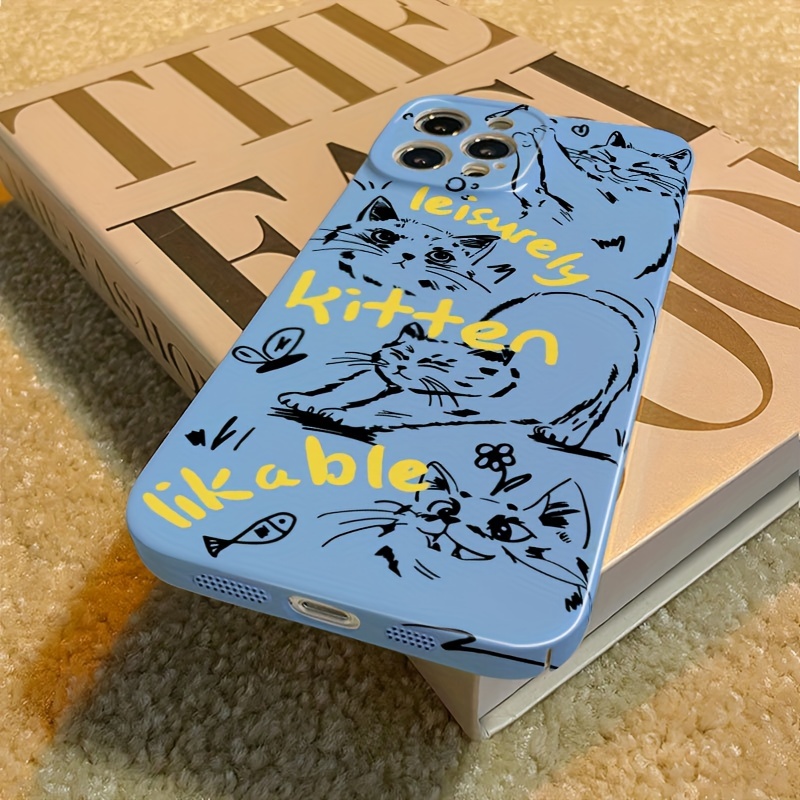 Black Line Hip Hop Cat Flint Shell All-inclusive Hard Hole Glossy Anti ...