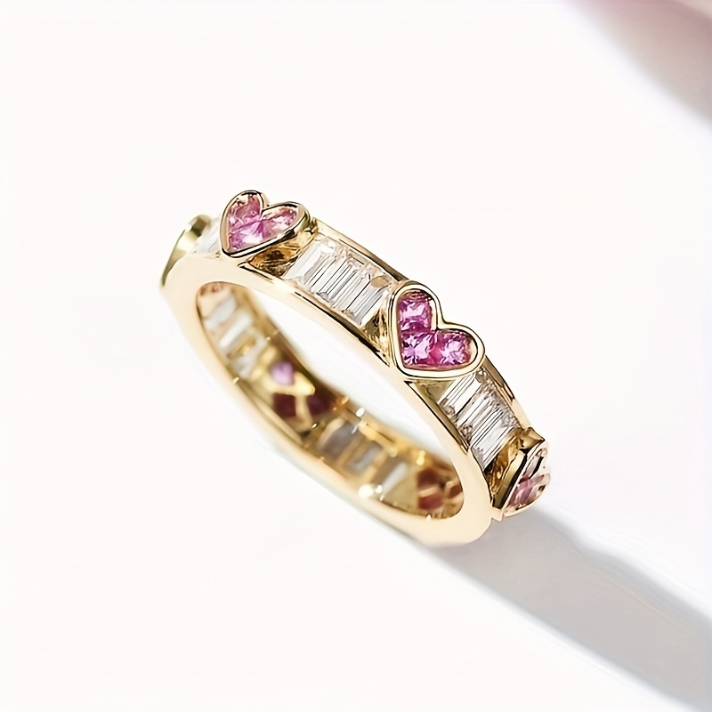 Exquisite Fashion Peach Heart Ring Temperamental Golden - Temu United ...
