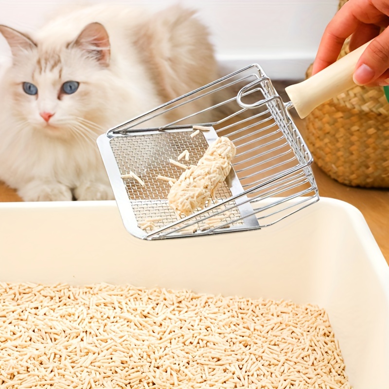 Stainless Steel Metal Cat Litter Shovel Wooden Handle - Temu Australia