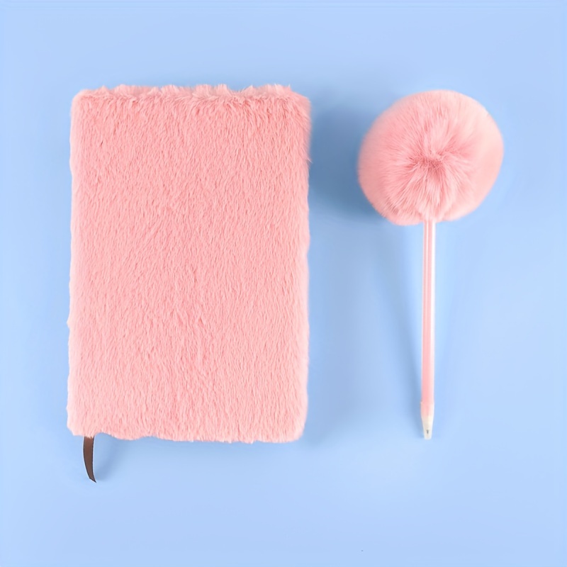 Plush Ball Pen Plush Notebook Set Ledger Student Prize Diary - Temu ...