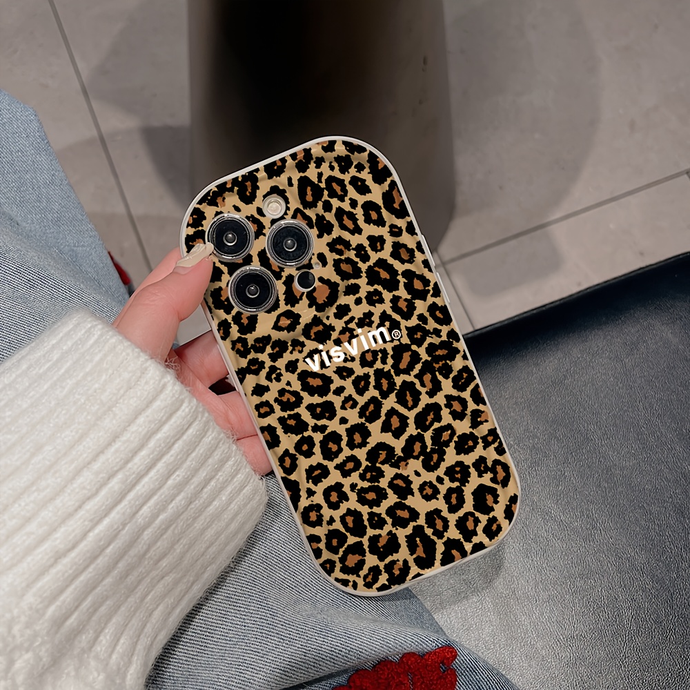 Phone Case Leopard Print Textured Creamy Edge Phone Case - Temu Canada