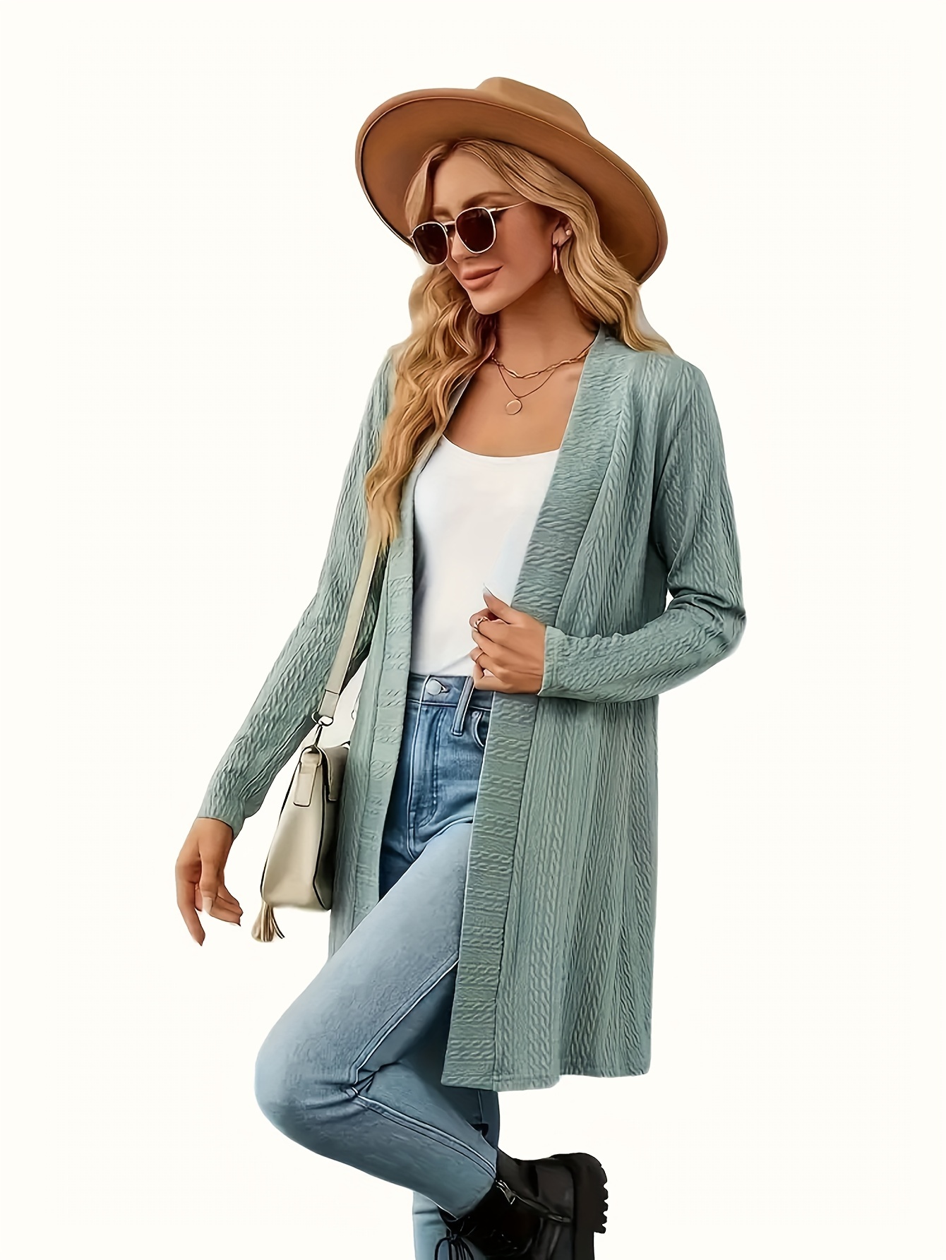 Plus Size Open Front Cardigan Casual Long Sleeve Solid - Temu Philippines