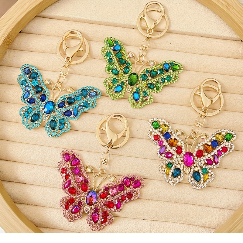 Rhinestone Butterfly Keychain Animal Metal Key Ring Purse - Temu ...