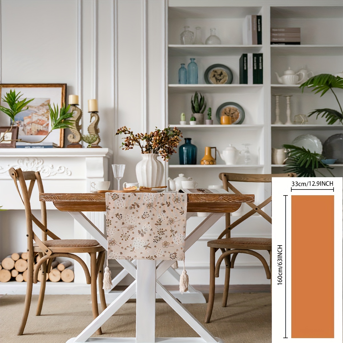 Polyester Table Runner Pastoral Printed Tassel Table Runner - Temu ...