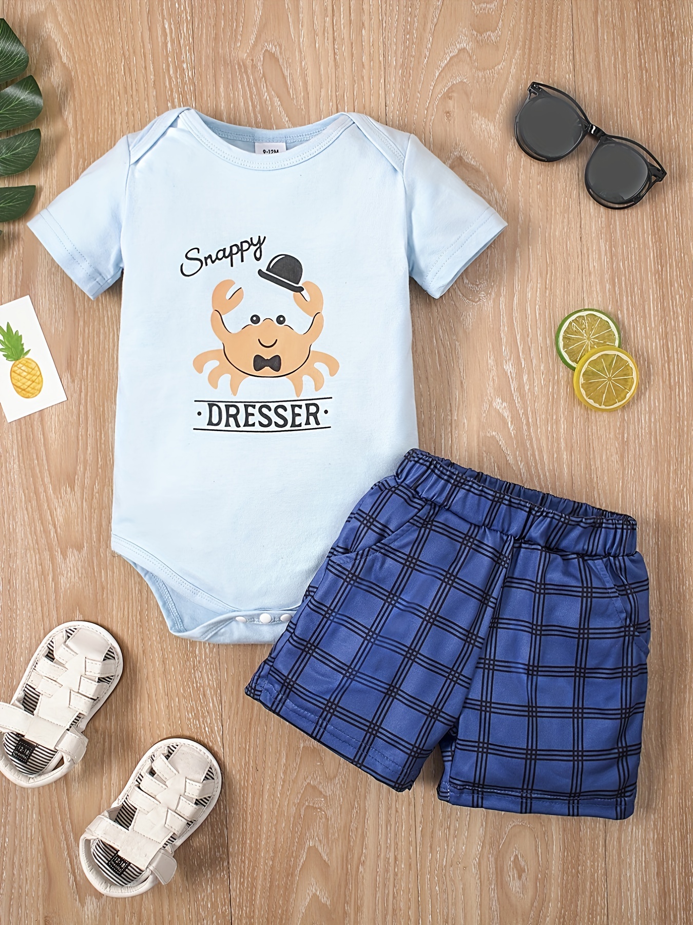 Baby Boy's Casual Fashion Cotton Set Cute Crab Cartoon - Temu Australia