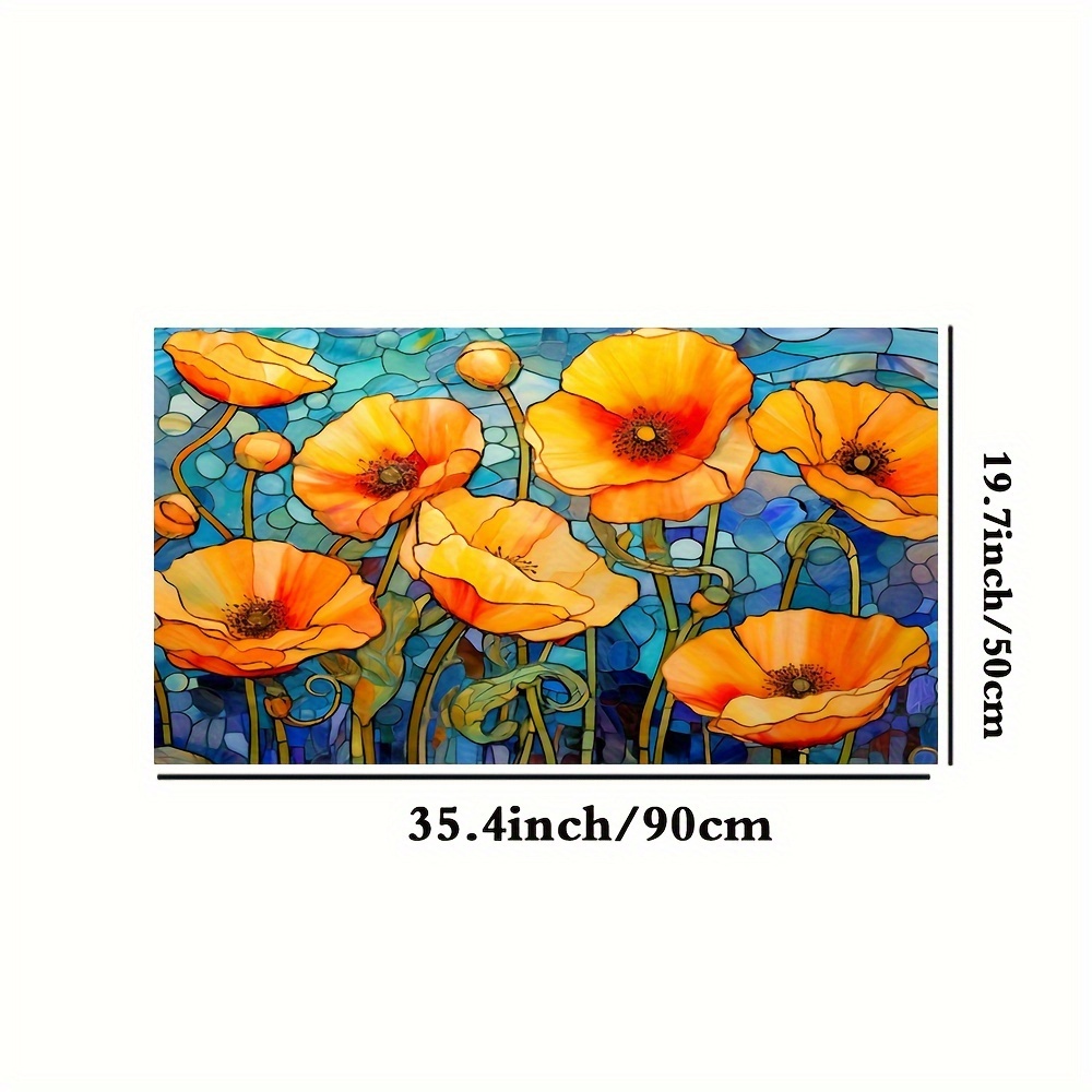 Stained Glass Window Film Flowers Leaves Static Cling - Temu United Kingdom