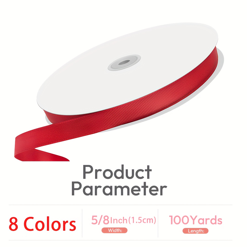 X 100 Yards Grosgrain Ribbon Available In 8 Colors Crafts - Temu
