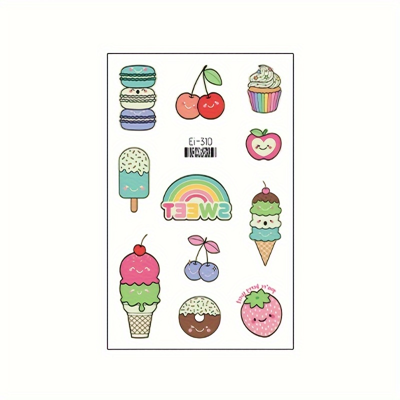 Waterproof Temporary Tatoo Cake Ice Cream Temporary Tattoo - Temu Canada