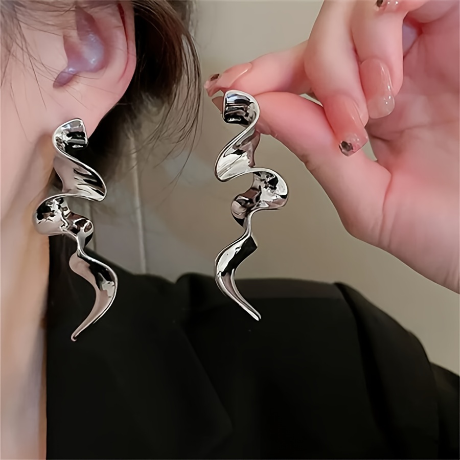 Unique Irregular Twisted Line Design Dangle Earrings Zinc - Temu Portugal