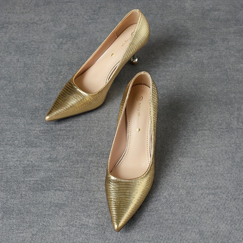Womens Metallic Stiletto Heels Elegant Point Toe Dress Pumps - Temu Canada