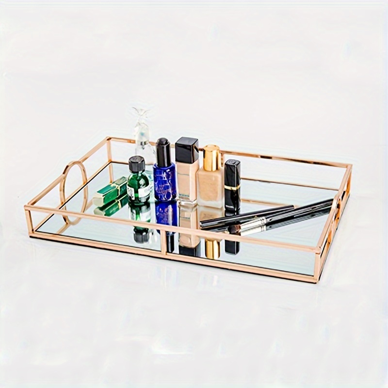 Nordic Mirror Glass Plate Metal Storage Tray Ornament Home - Temu Canada