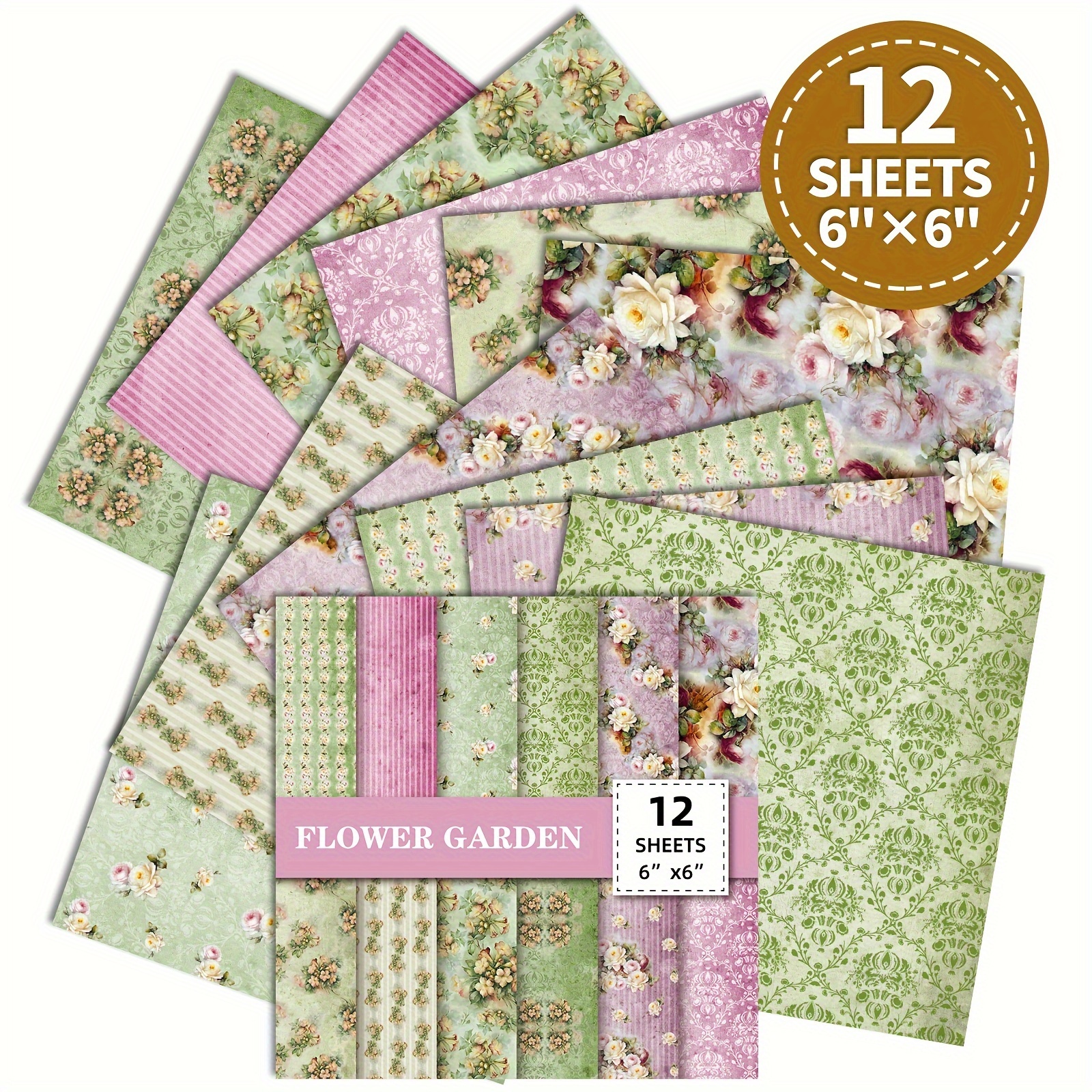 Small Fresh Green Purple Fragmented Flower Material Paper - Temu Australia