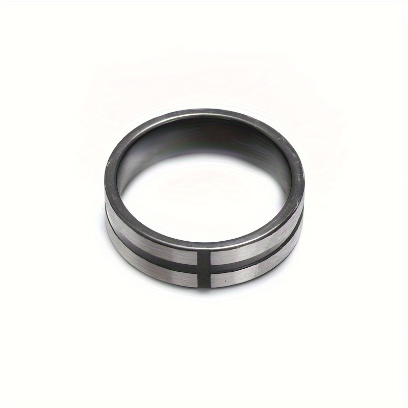 New Simple Personality Groove Cross Stainless Steel Ring - Temu United ...