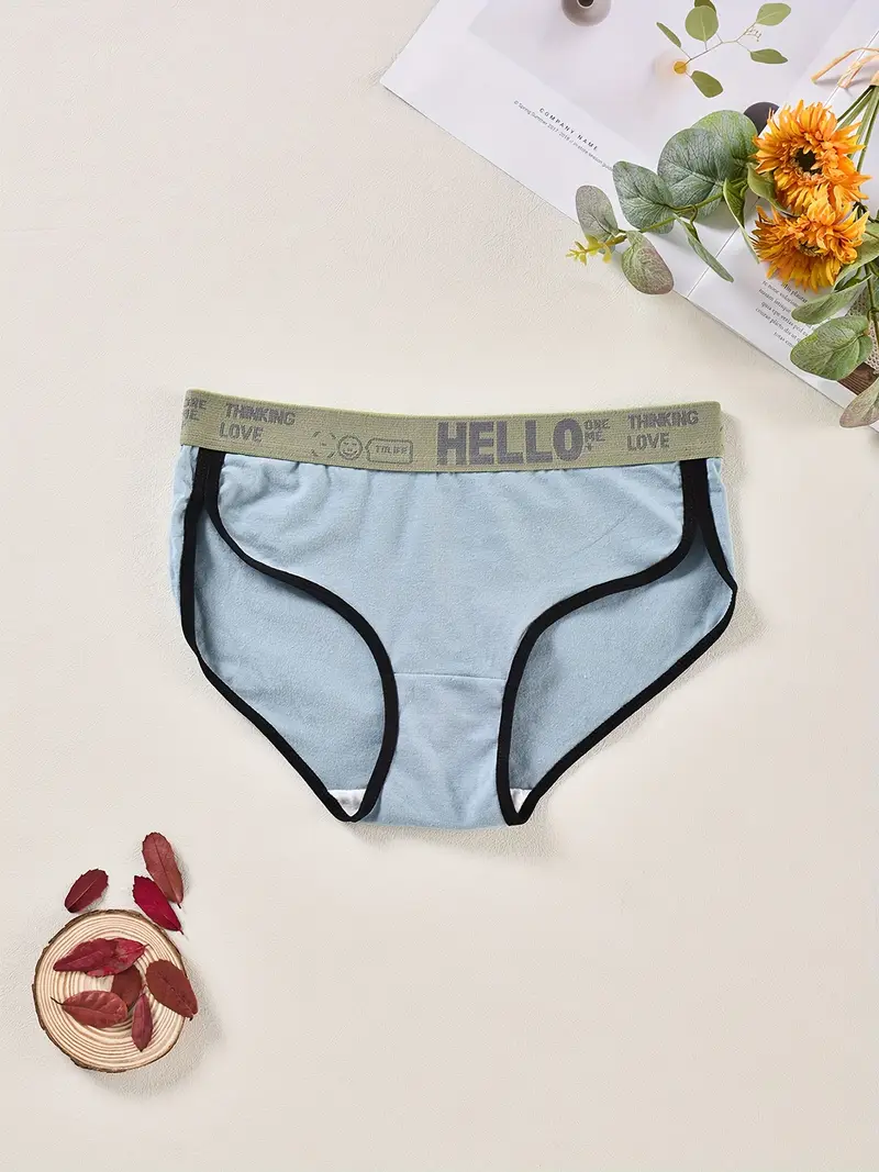 レタープリントブリーフ 3 枚 快適で通気性のある伸縮性のあるスポーツパンティー 女性用ランジェリー 下着 Temu Japan