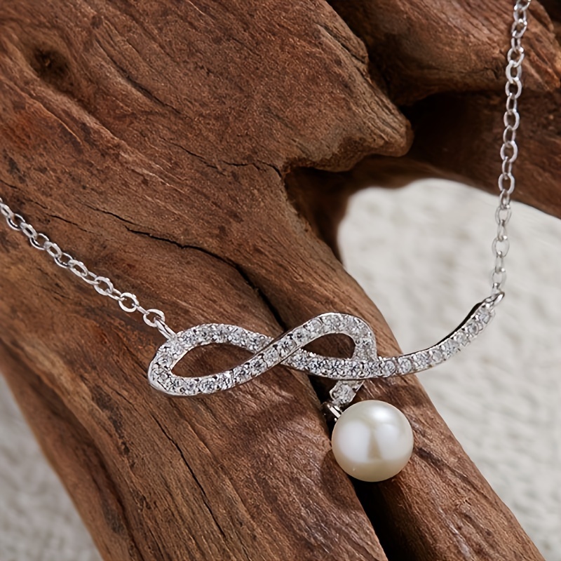 S925 Pure Silver Natural Pearl Decor Necklace New Year Gifts - Temu ...