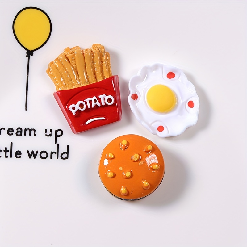 Cute Fridge Sticker French Fries Burger Omelette Cream Glue - Temu ...