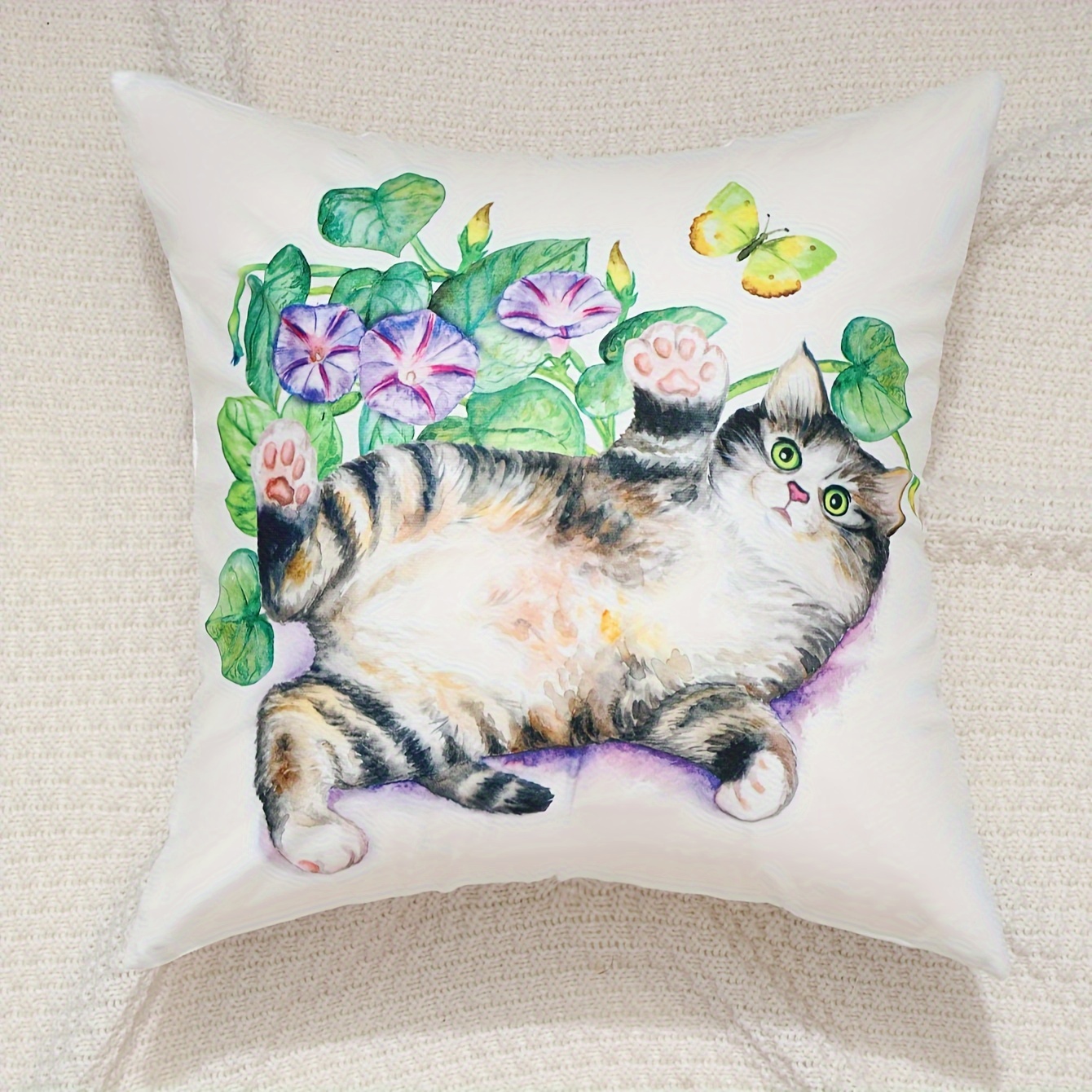 Cat Animal Fresh Style Polyester Cushion Cover Throw Pillow - Temu Ireland