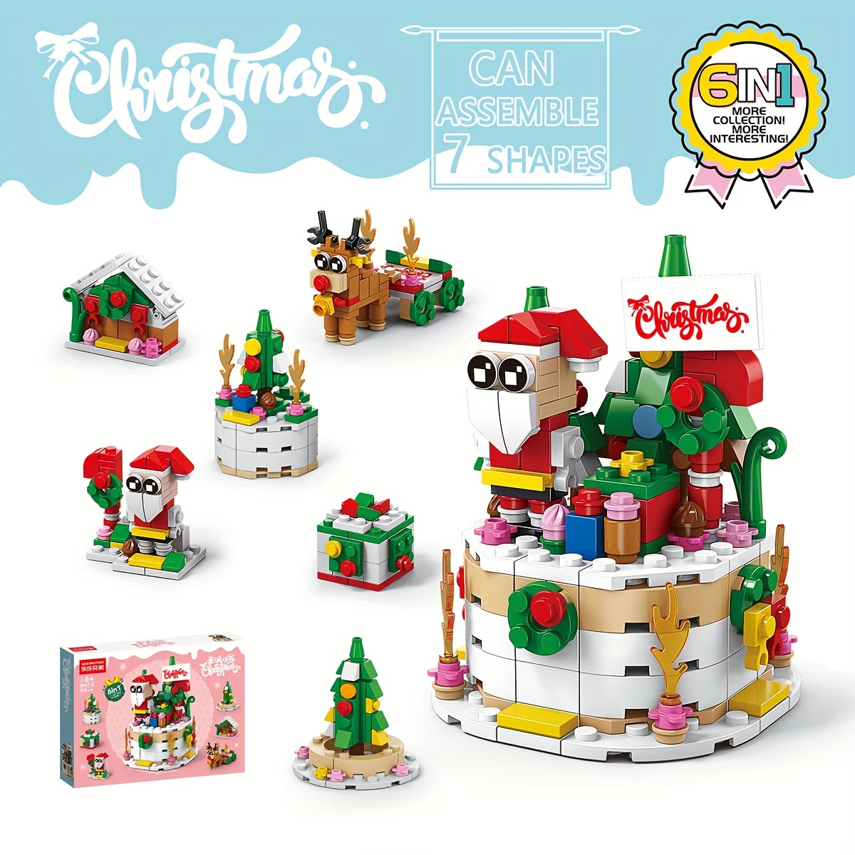 6 In 1 Christmas Cake Building Blocks Assembly Shapes Toys For Children ...