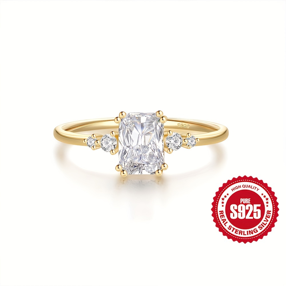 925 Sterling Silver Promise Ring Plated Paved Shining - Temu United Kingdom