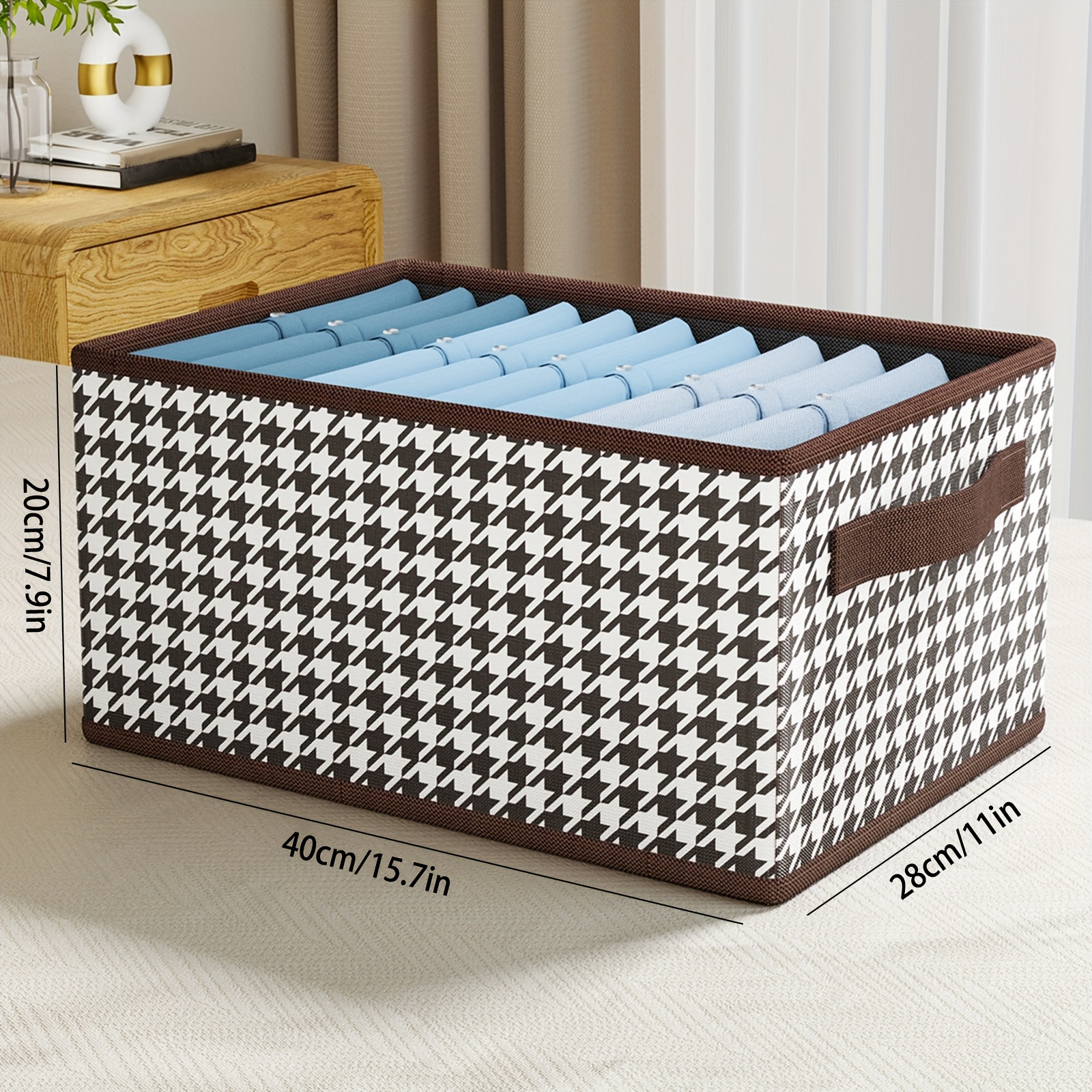 Plaid Box Non woven Material Handle Large Capacity Storage - Temu Australia