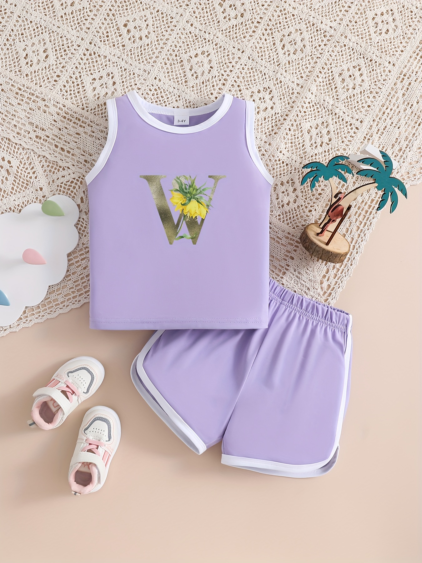 Color Block Edge Trimmed Tank Top Toddler Kid Girls Shorts - Temu