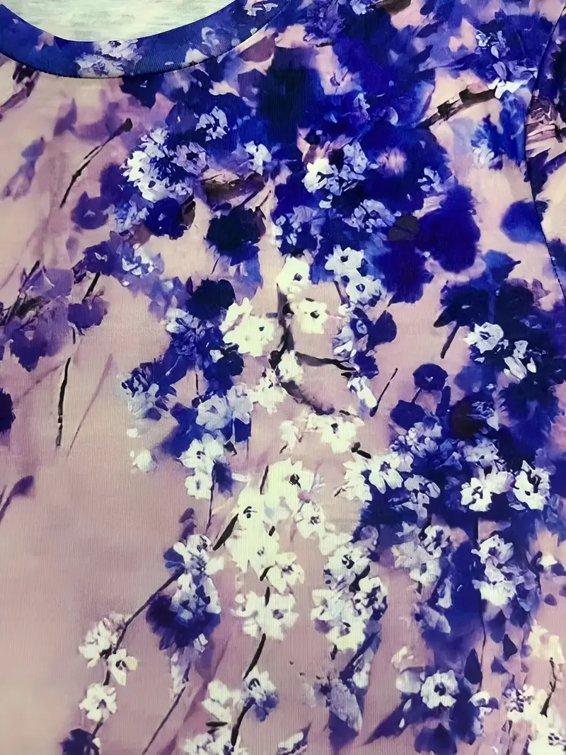 Floral Print T Shirt Casual Crew Neck Short Sleeve Summer T Regionname