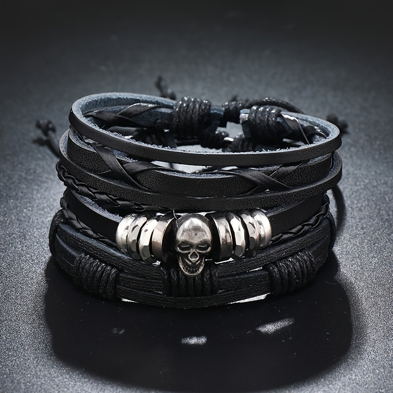 Simple Creative Combination Pu Leather Bracelet Woven Multi - Temu ...