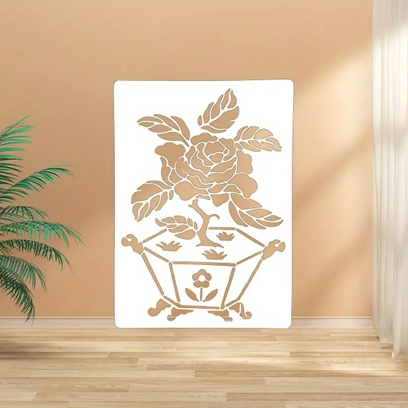 1 シート植木鉢ペイントテンプレート Diy 洗って再利用可能 家 床 描画テンプレートツール Temu Japan